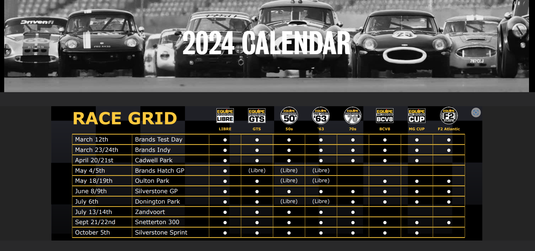2024 Equipe Classic Racing Dates - Bill Rawles Classic Cars